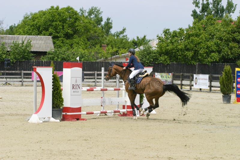 Equitation Contest, Horse Jumping Over Obstacle Editorial Photography ...