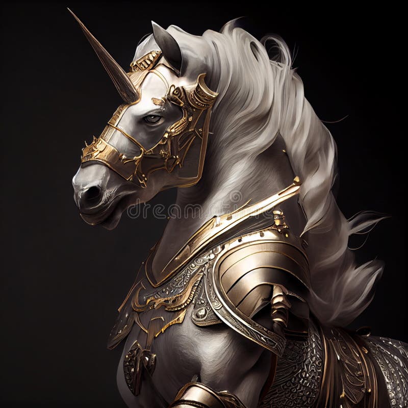 Horse in Knight& X27;s Armor Unicorn Stock Illustration - Illustration of sculpture, horse ...