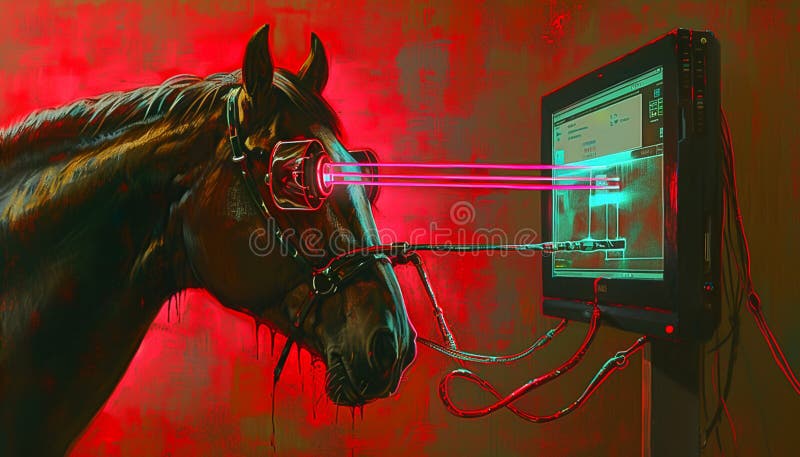 Horse that is Looking at a Computer Screen Stock Illustration ...