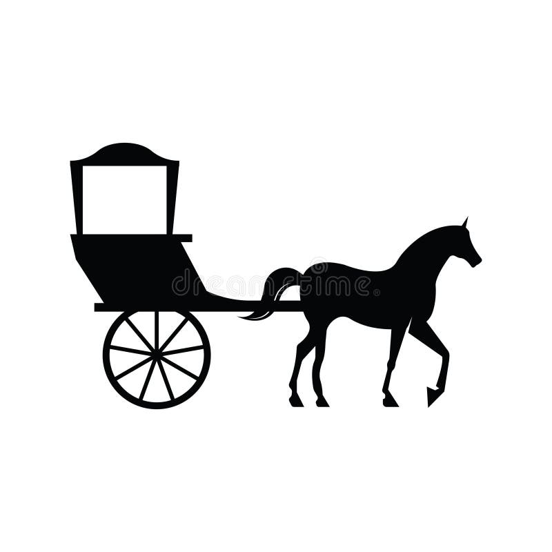 Horse Pulling a Carriage Icon Stock Vector - Illustration of continent ...