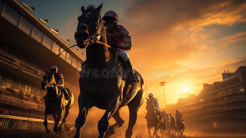 Horse Racing Competitive Team at Stadium Stock Illustration ...