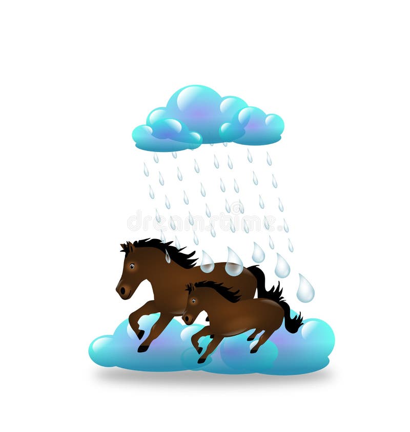 Horse in rain stock illustration. Illustration of rainy - 41742686
