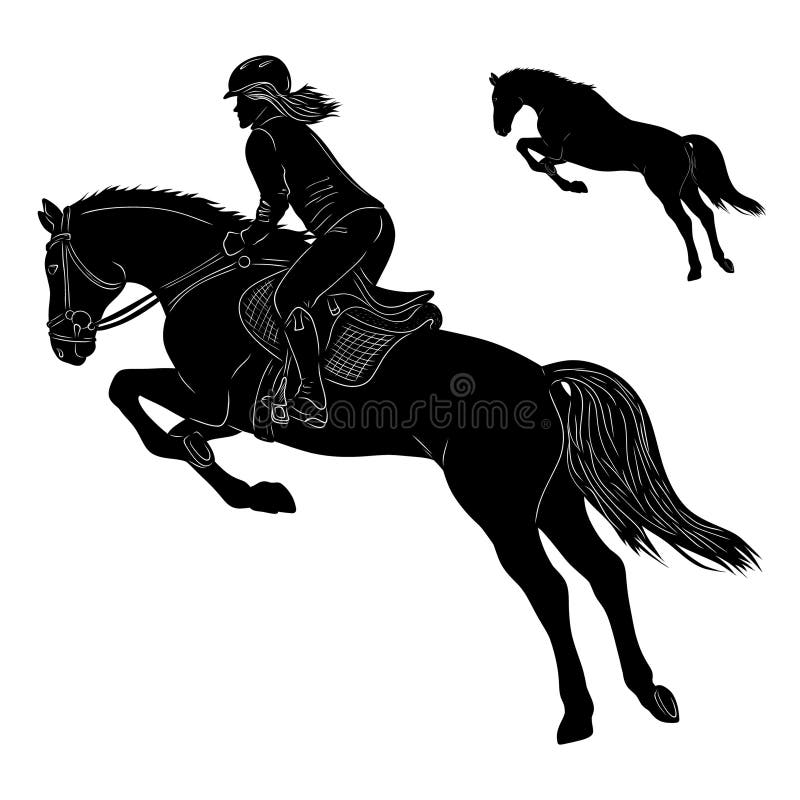 Horse with Rider. Black Silhouette Vector Element Stock Vector ...