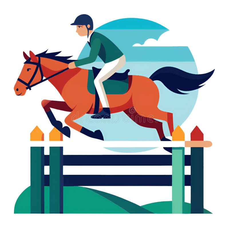 Horse rider jumping stock illustration. Illustration of vector - 334076787