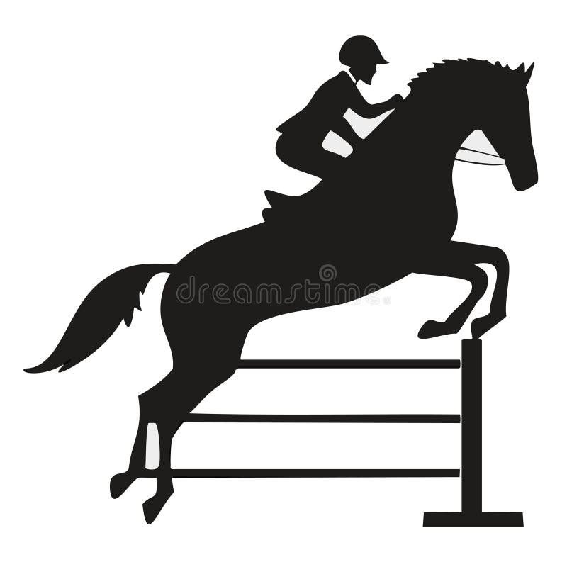 Horse Rider Jumping Over Obstacle Vector Stock Vector - Illustration of ...