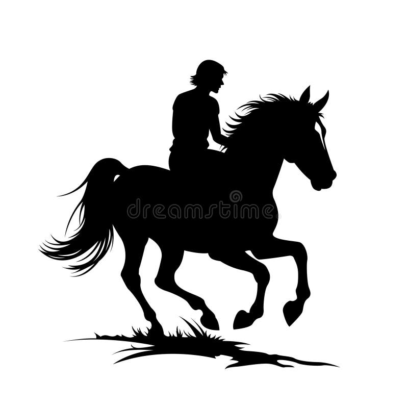 Horse Rider Silhouette Design Style Stock Illustration - Illustration ...