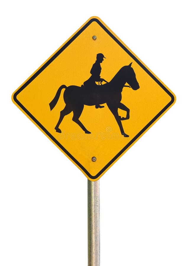 Horse Rider Warning Traffic Sign Stock Photo - Image of post, symbol ...
