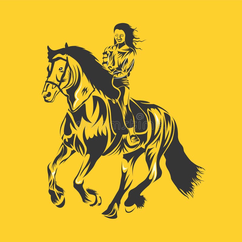 Horse Riding Digital Art Vector Illustration Manually Created Stock ...