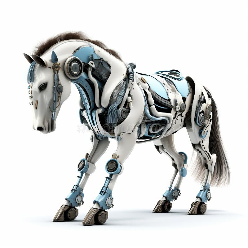 Horse Robot Robotic Animal Isolated Over White Background. AI Generated ...