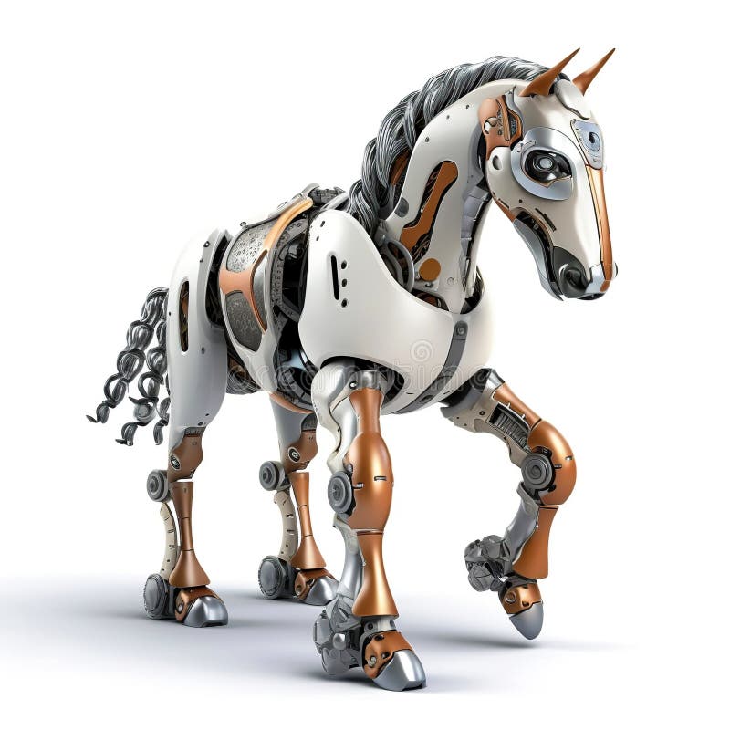 Horse Robot, Robotic Animal Isolated Over White Background. Created ...