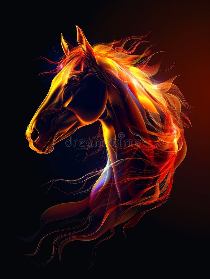 A Horse S Head is Glowing Brightly, a Magical Creature Made of Fire ...