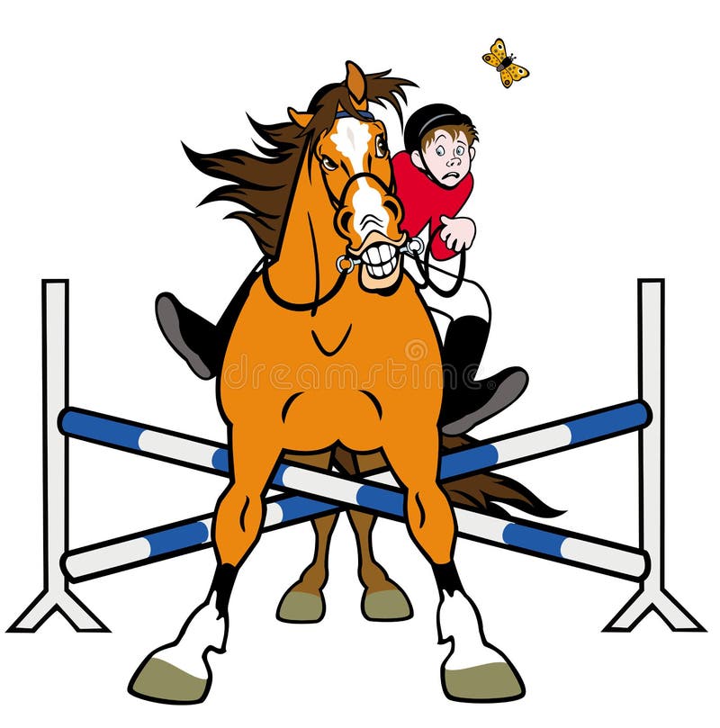 Horse Showjumping Caricature Stock Vector - Illustration of rivalty ...