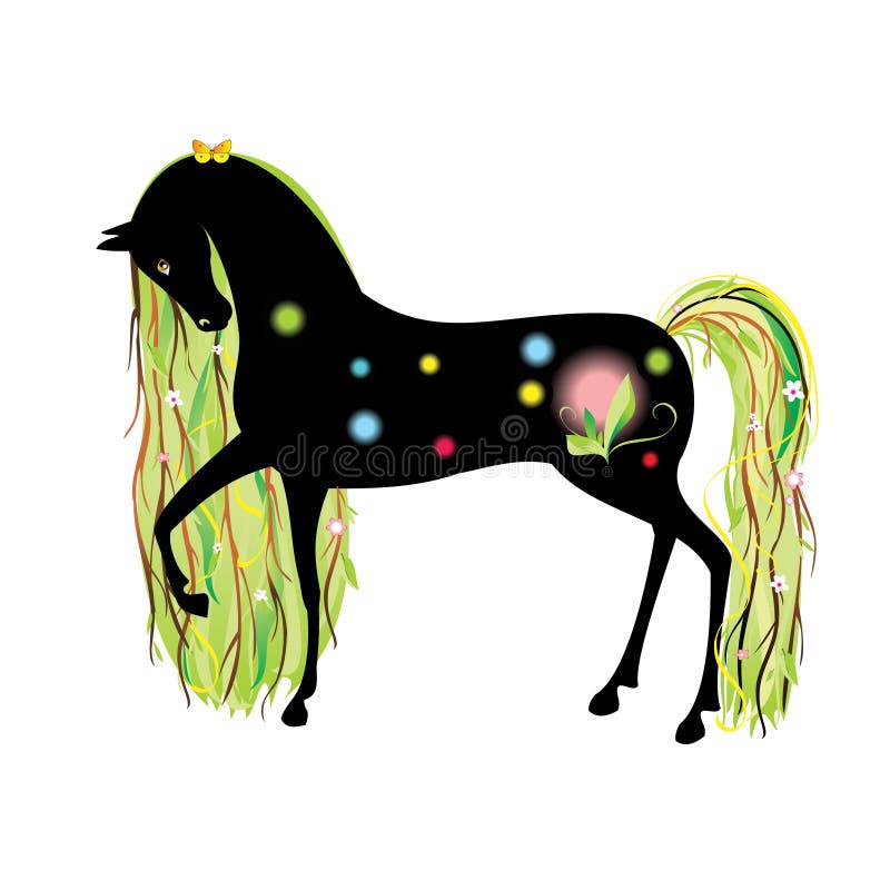 Horse-Spring stock vector. Illustration of flower, bloom - 19619685