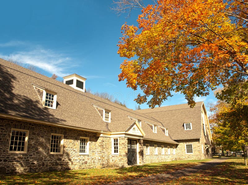 Horse stables stock image. Image of fall, stone, tree - 34344287