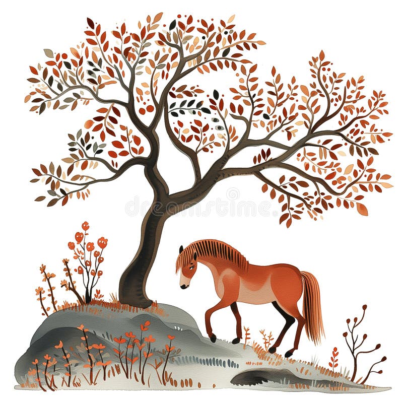 Horse Standing Tree Stock Illustrations – 595 Horse Standing Tree Stock ...
