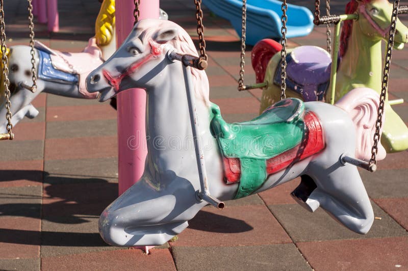 Horse Swing in an Amusement Park Stock Image - Image of entertainment ...