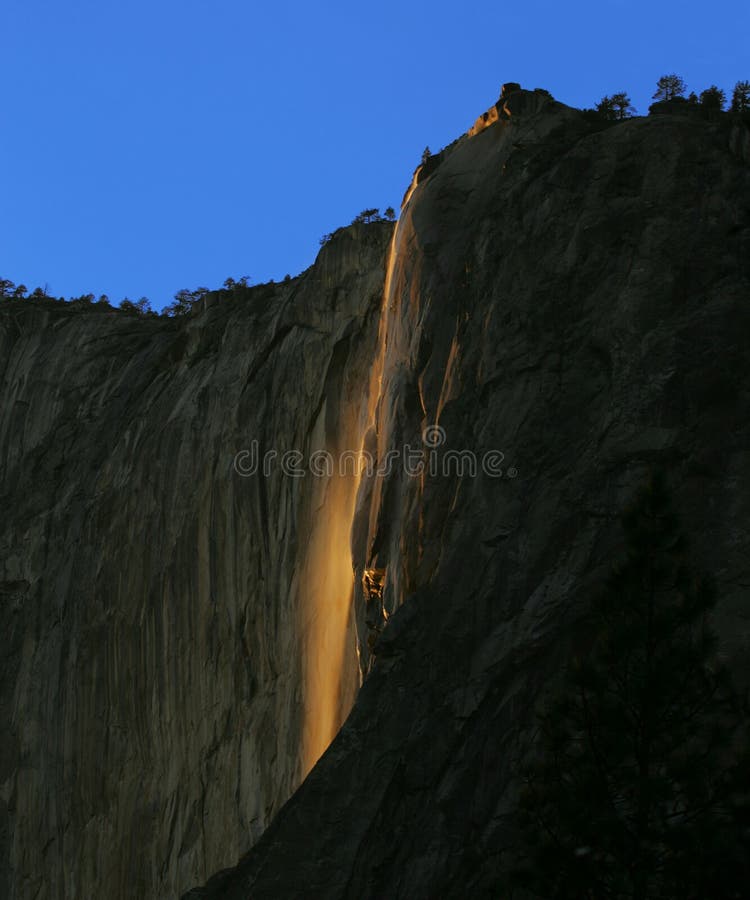 Horse Tail Falls stock image. Image of tail, cliff, sunset - 5303719