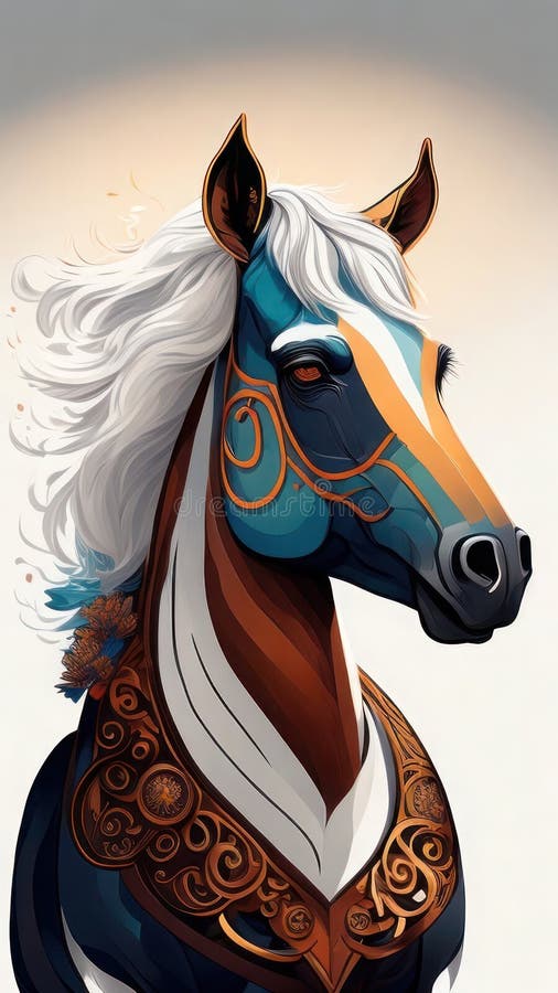 Horse Vector Illustration. Portrait of a Purebred Horse Stock ...