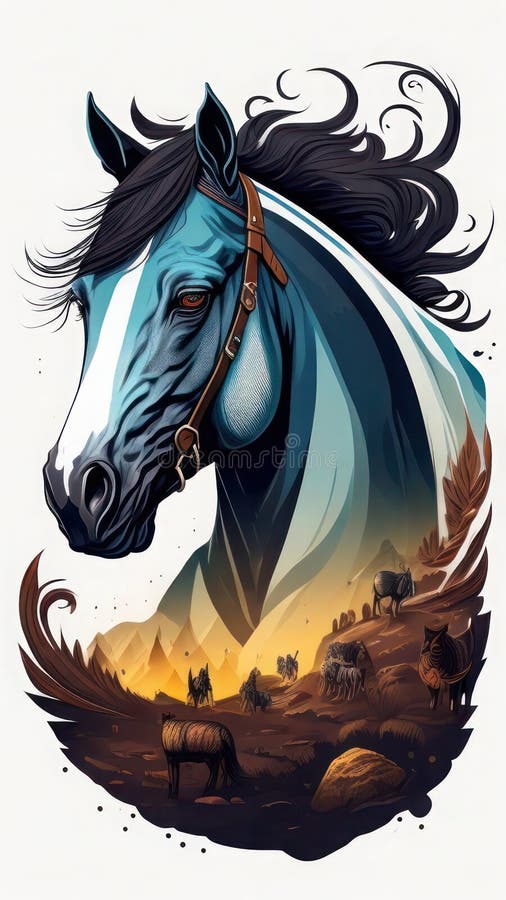 Horse Vector Illustration. Portrait of a Purebred Horse Stock ...