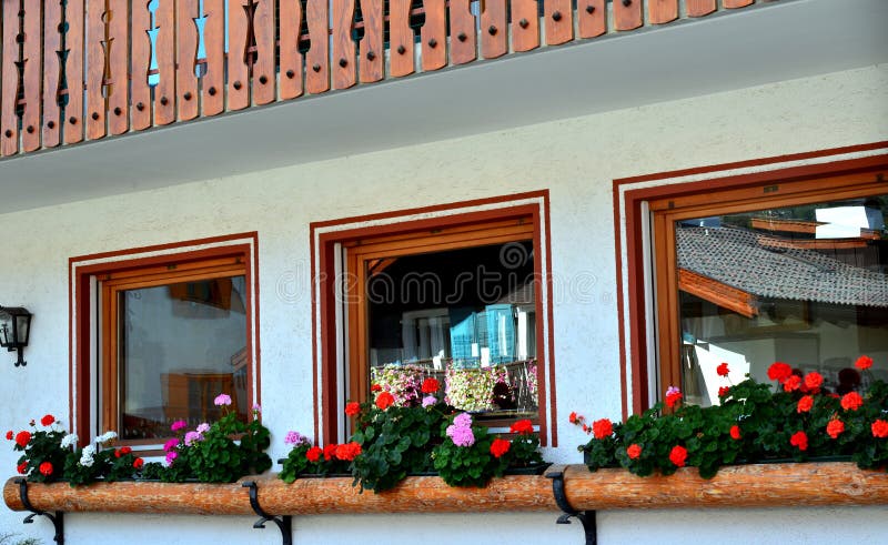 Village House with Three Windows Stock Photo - Image of view, frame ...