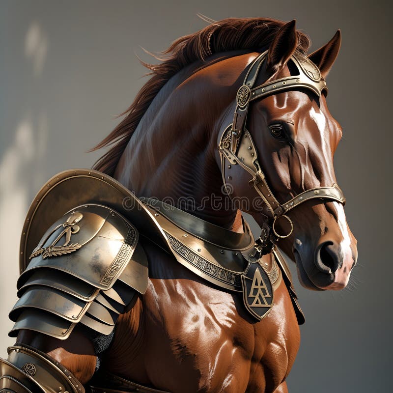 A Horse Wearing a Leather Armor, Generated AI Stock Illustration ...