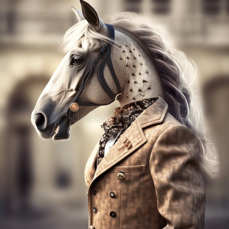 A Horse Wearing a Suit and Hat, AI Stock Image - Image of domestic ...