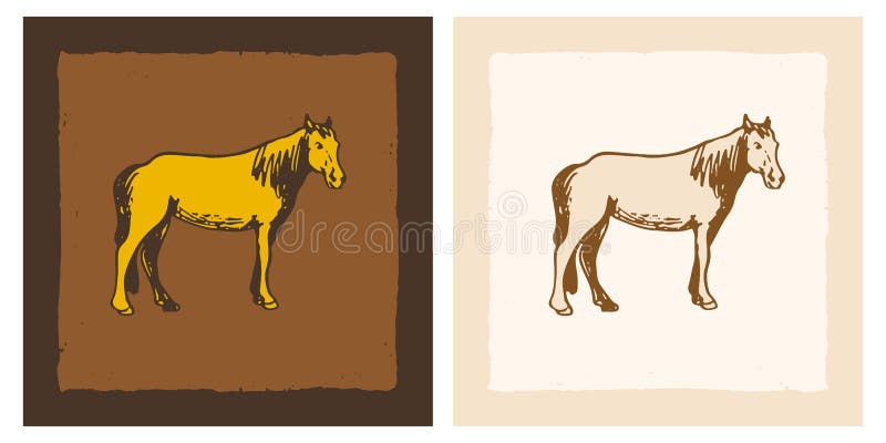 Horse Western Rough Vintage Logo Template Stock Vector - Illustration ...