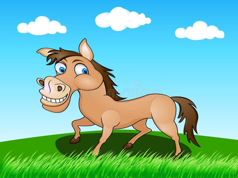 Funny horse cartoon stock vector. Illustration of tail - 23781984