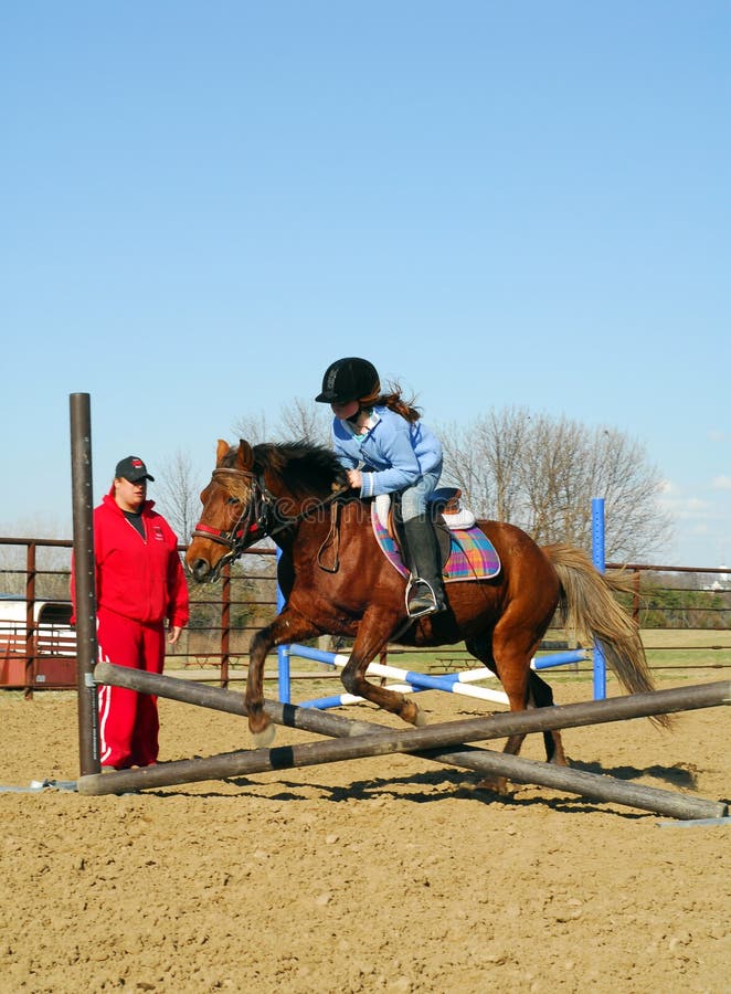 Girl riding horse in field stock photo. Image of field - 4282592