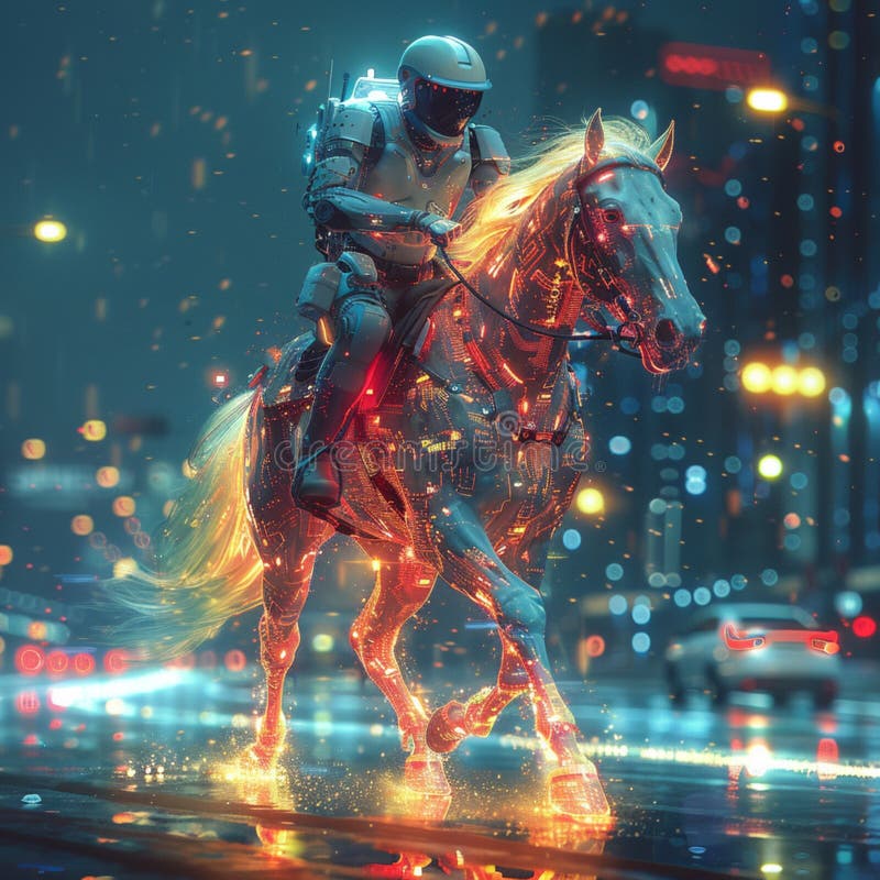 Horses in the Future World Generative by AI Stock Photo - Image of ...