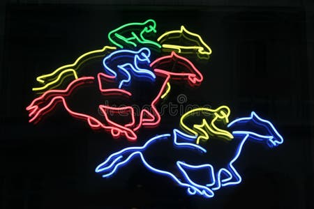Horses neon stock photo. Image of sign, jockey, colourful - 1822668