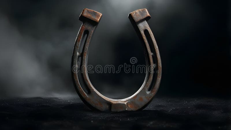 Horseshoe on a Black Background Stock Photo - Image of finish, contest ...