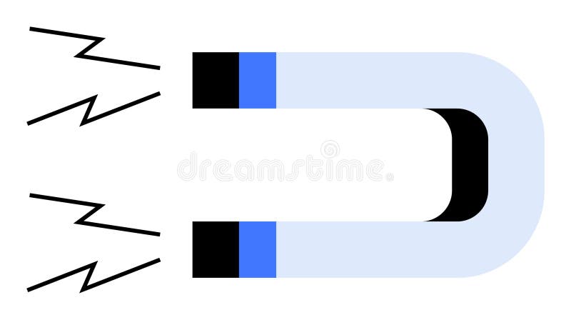 Horseshoe Magnet with Lightning Symbols Representing Attraction and ...