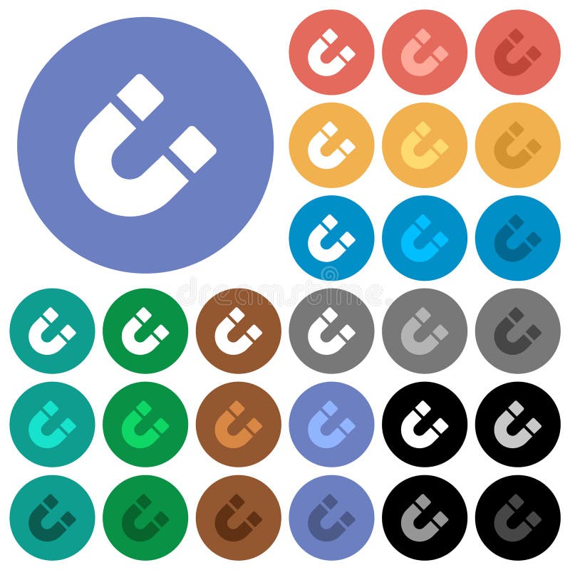 Horseshoe Magnet Solid Round Flat Multi Colored Icons Stock Vector ...
