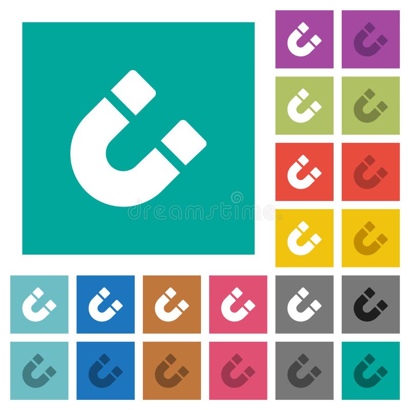 Horseshoe Magnet Solid Square Flat Multi Colored Icons Stock Vector ...