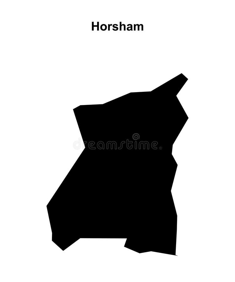 Horsham outline map stock vector. Illustration of districts - 371644529