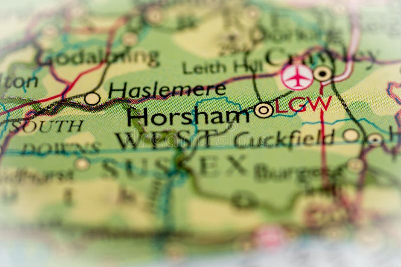 Horsham, England Highlighted on a World Map Stock Photo - Image of ...