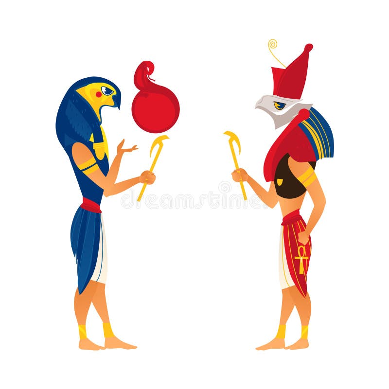 Horus Et Ra, Dieux De Religion D'Egypte Antique Illustration de Vecteur ...