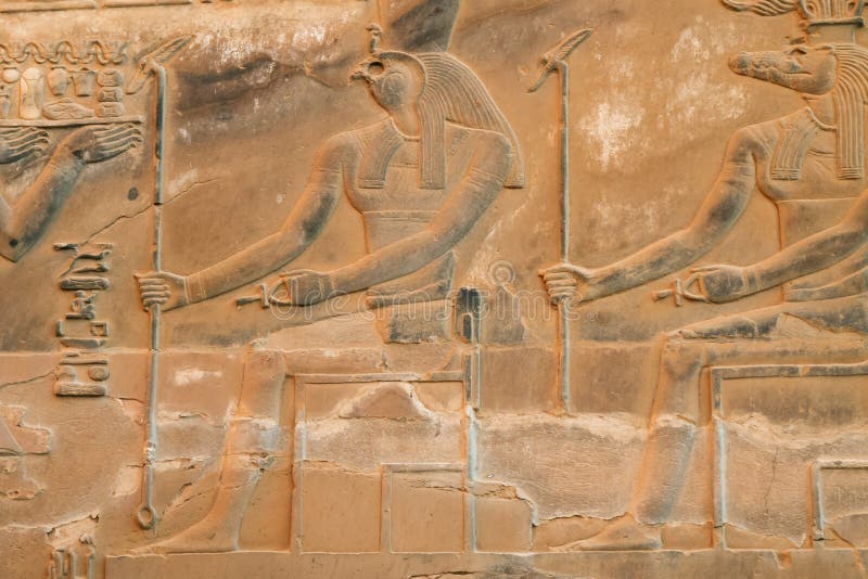 Horus Sitting in Front of Sobek Stock Image - Image of nile, landmark ...