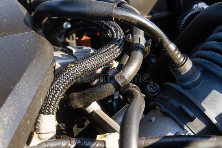 Hoses and Cables of Car Engine Stock Image - Image of motor, engine ...