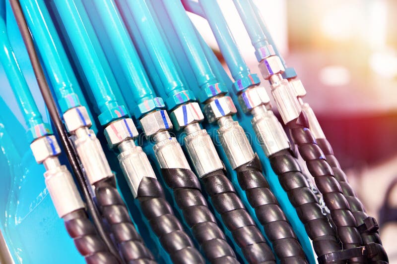 Hoses of hydraulic machine stock image. Image of industry - 288075041