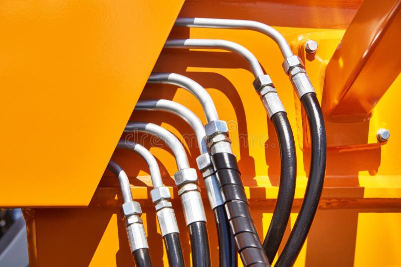 Hoses of hydraulic machine stock photo. Image of excavator - 254743240