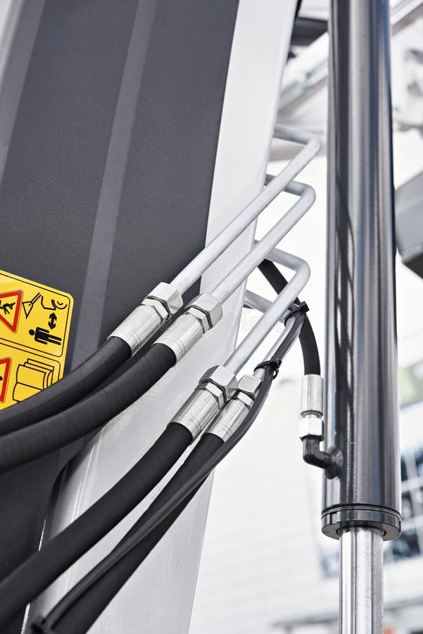 Hoses of hydraulic machine stock image. Image of rubber - 365975677