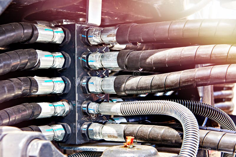 Hoses of hydraulic stock photo. Image of technology - 271734950