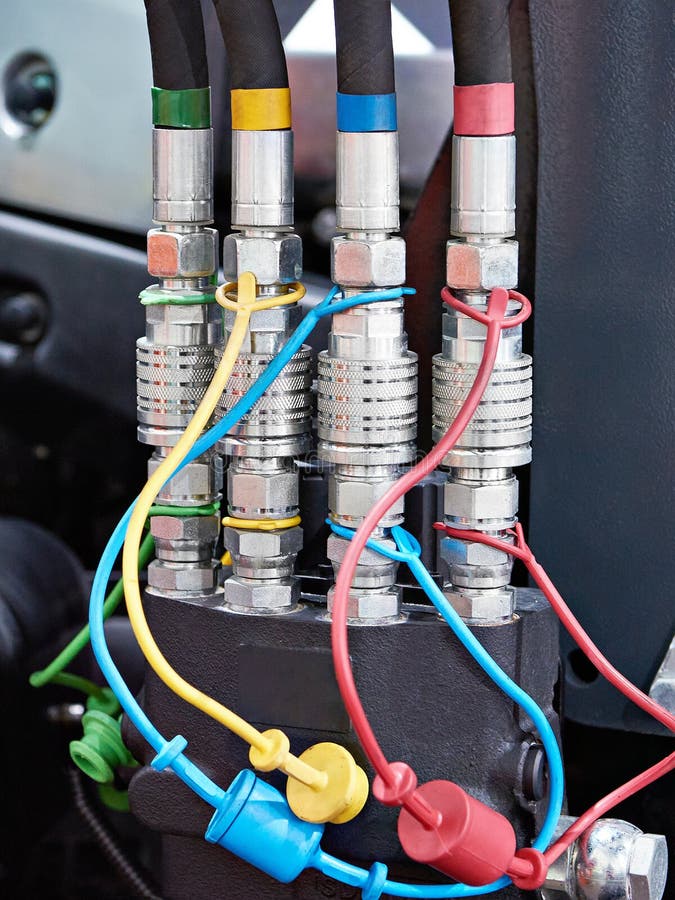 Hoses of hydraulic machine stock image. Image of pipe - 373147231