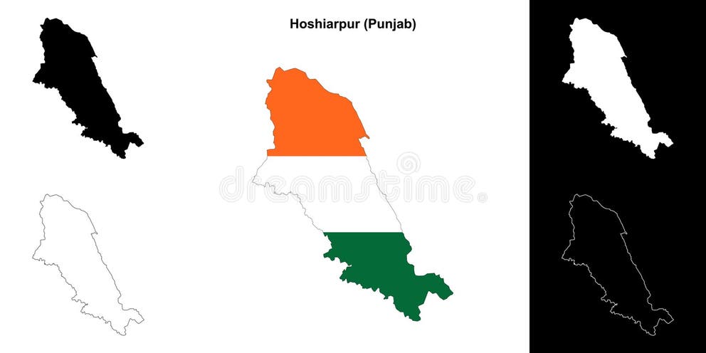 Hoshiarpur outline map stock vector. Illustration of silhouette - 368836262