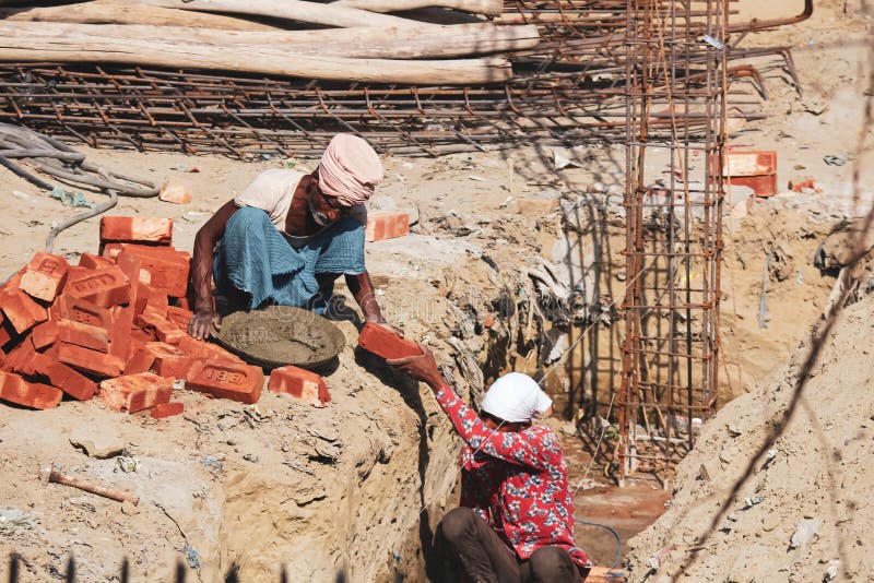 03 27 2021 Hoshiarpur Punjab India a Mason Constructing a Building with ...