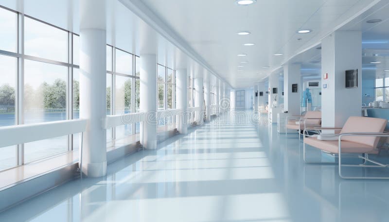 Hospital - Abstract Background Stock Image - Image of blue, hallway ...