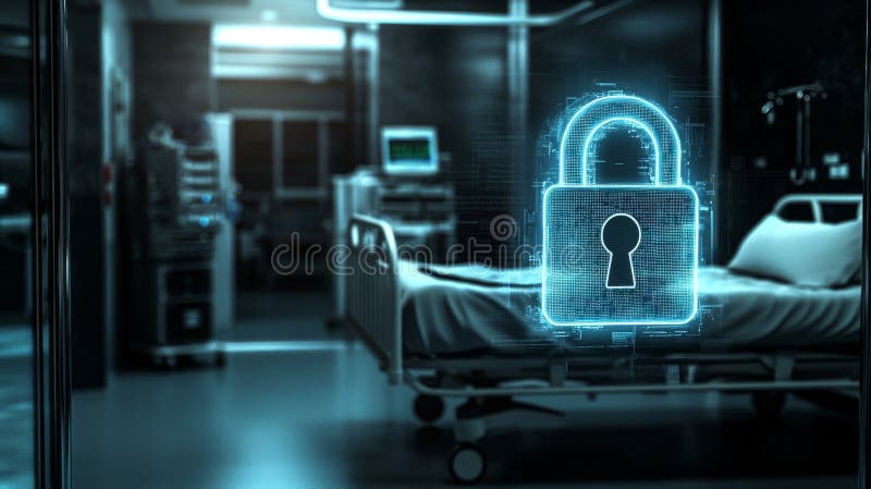 A Hospital Bed with a Digital Lock Symbolizing Patient Privacy and Data ...