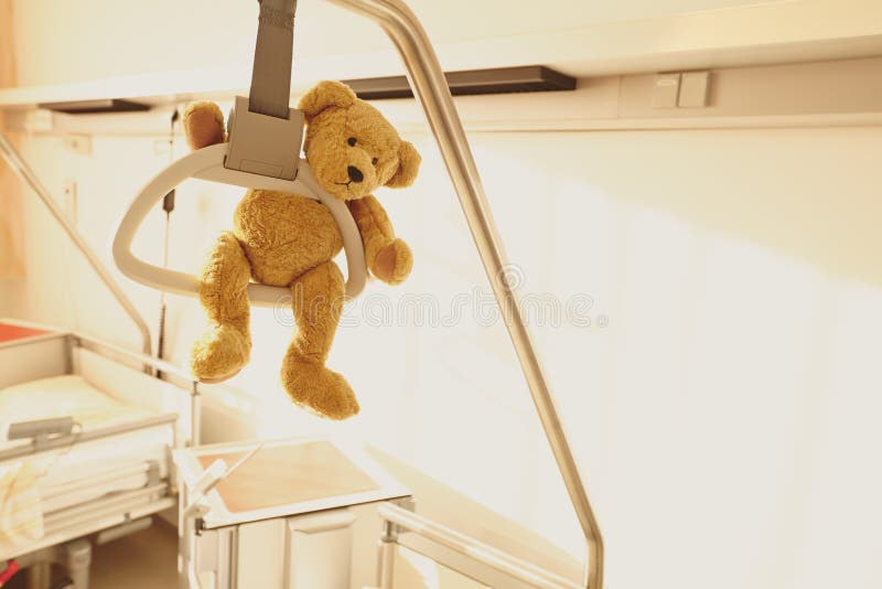 Hospital Bed Gallows Teddy Bear Stock Photo - Image of nursing, child ...